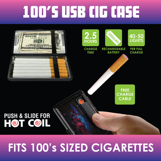 100s Cigarette Case with USB Coil Lighter – Smokezilla Shop